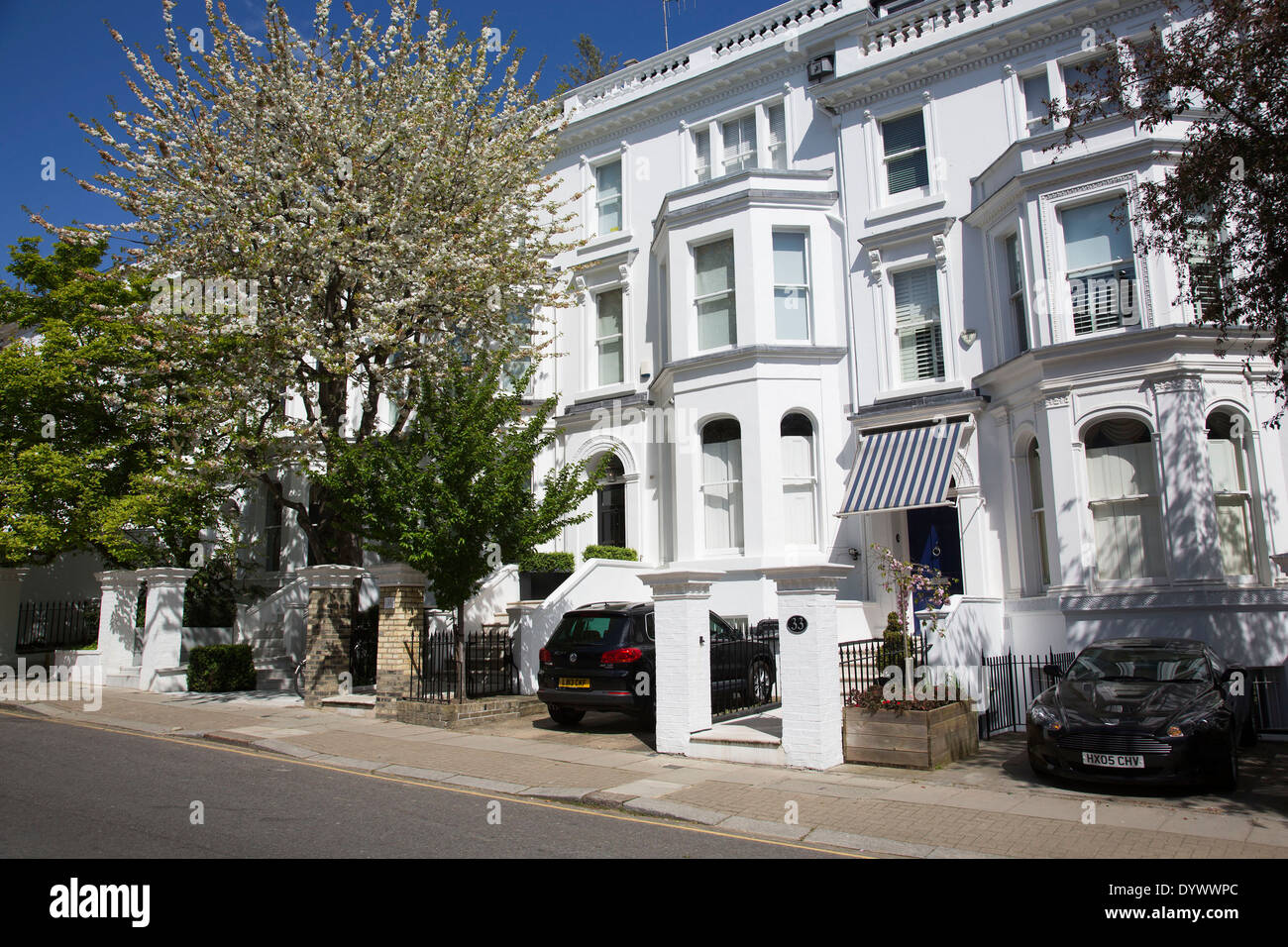 Residential street scene in Kensington. London, UK Stock Photo - Alamy
