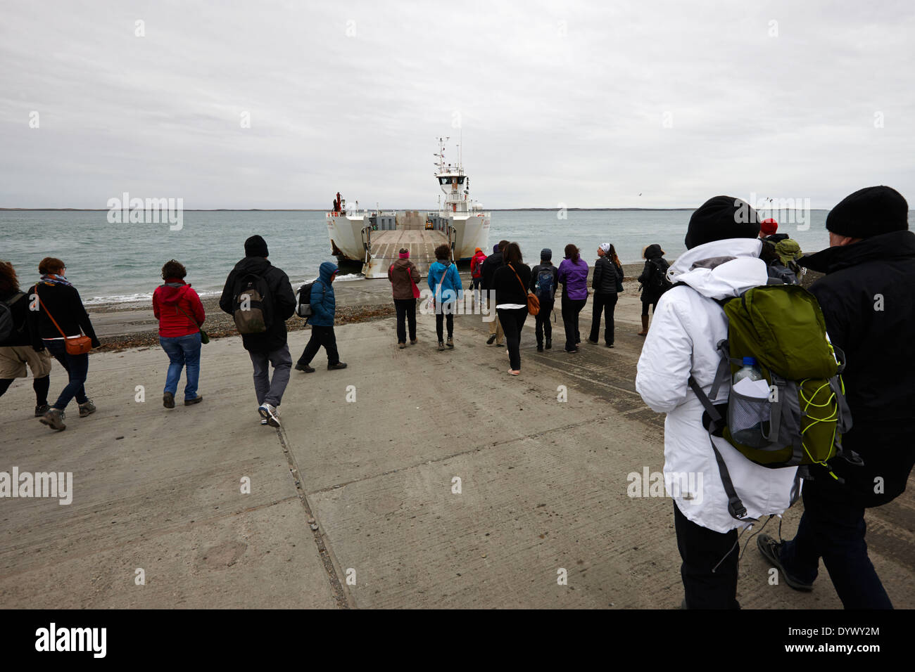 passengers boarding fueguino ferry Punta Delgada and the primera ...