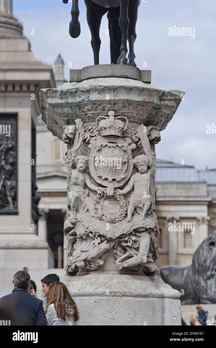 Bronze statue of Charles I on horseback near Trafalgar Square, London ...