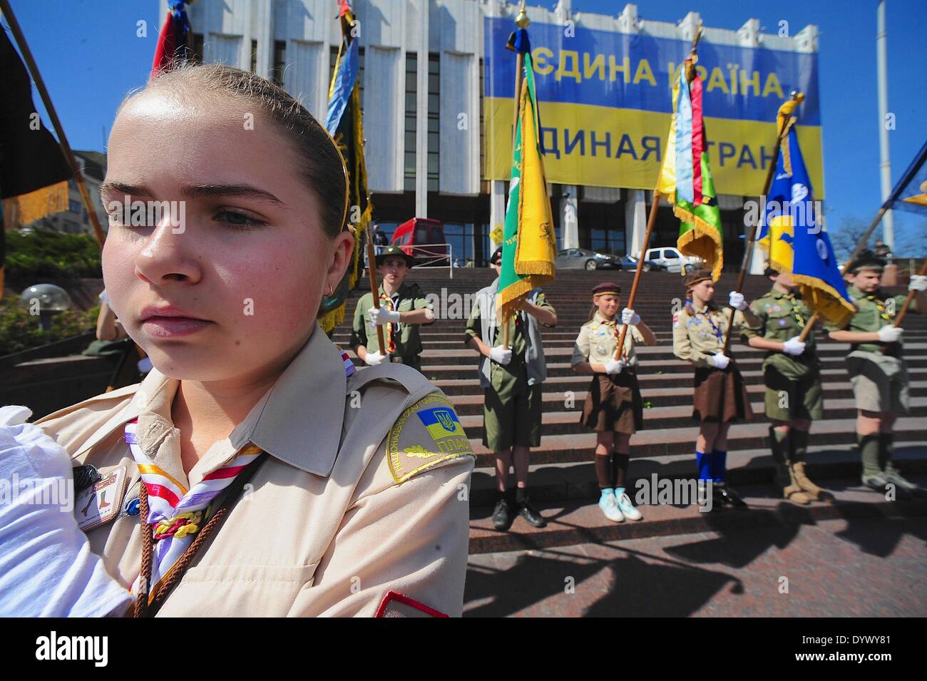 Kiev, Ukraine. 26th Apr, 2014. Hundreds of Ukrainian National Scouts ...