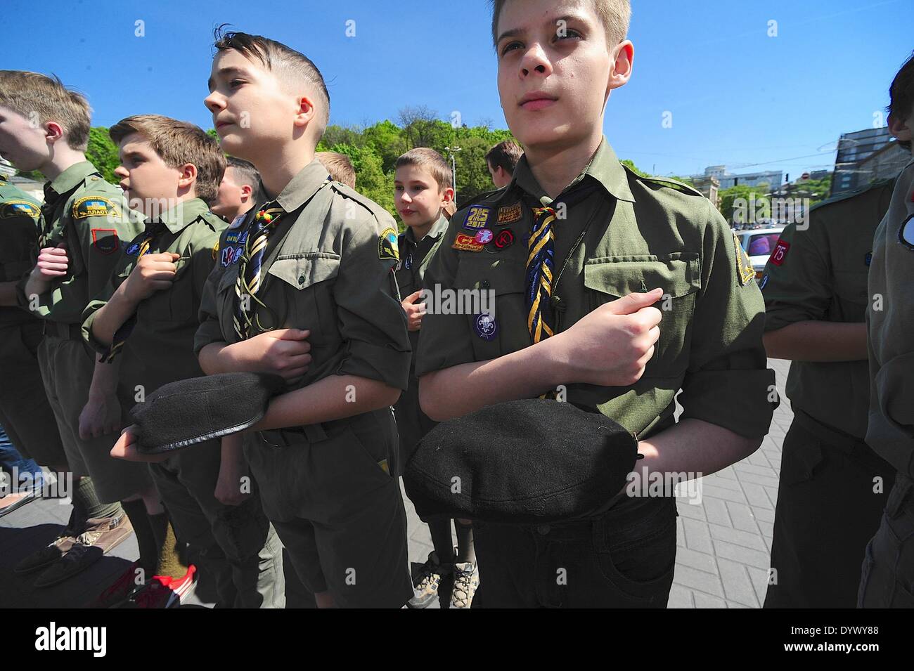 Kiev, Ukraine. 26th Apr, 2014. Hundreds of Ukrainian National Scouts ...