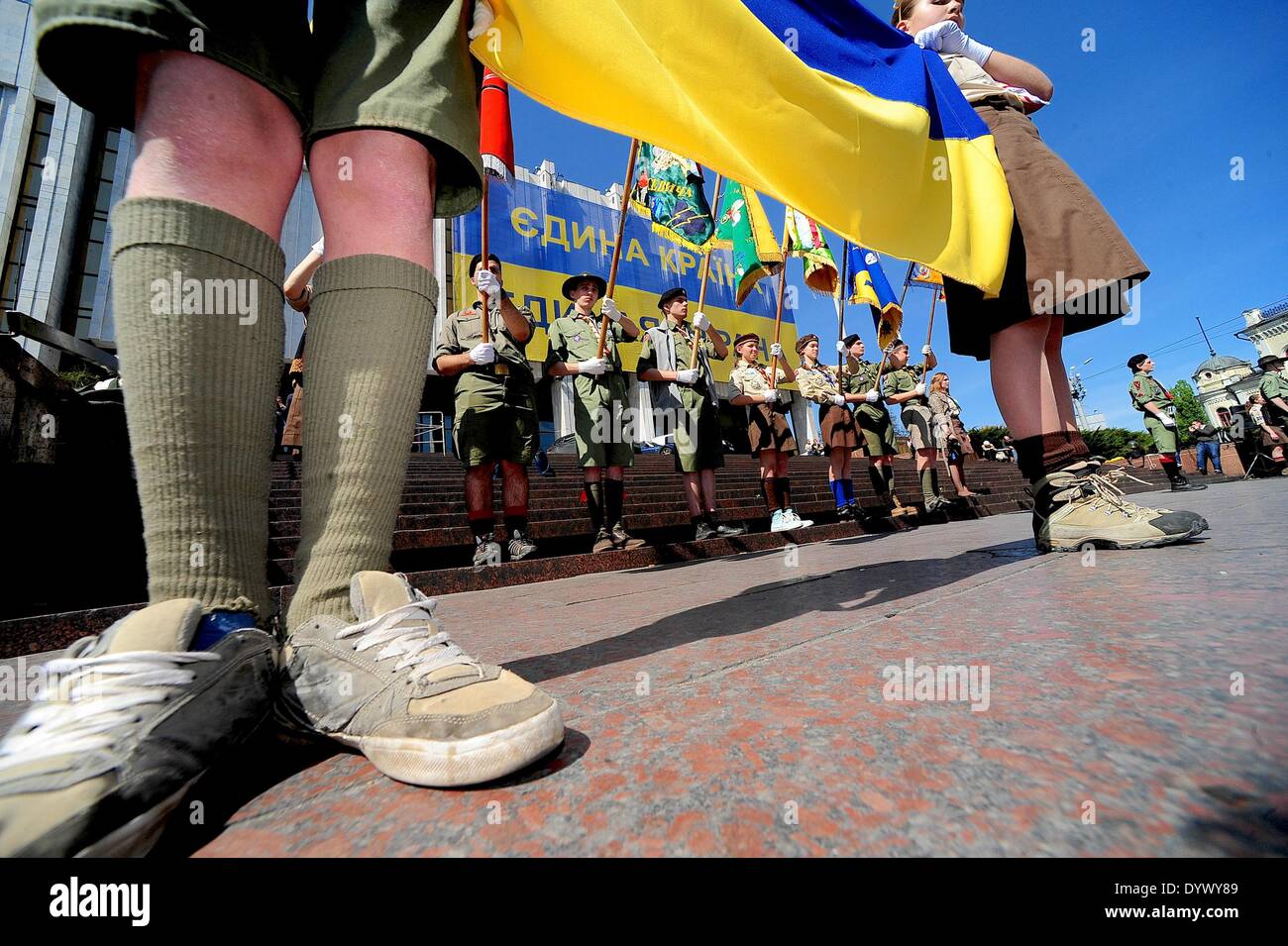 Kiev, Ukraine. 26th Apr, 2014. Hundreds of Ukrainian National Scouts ...