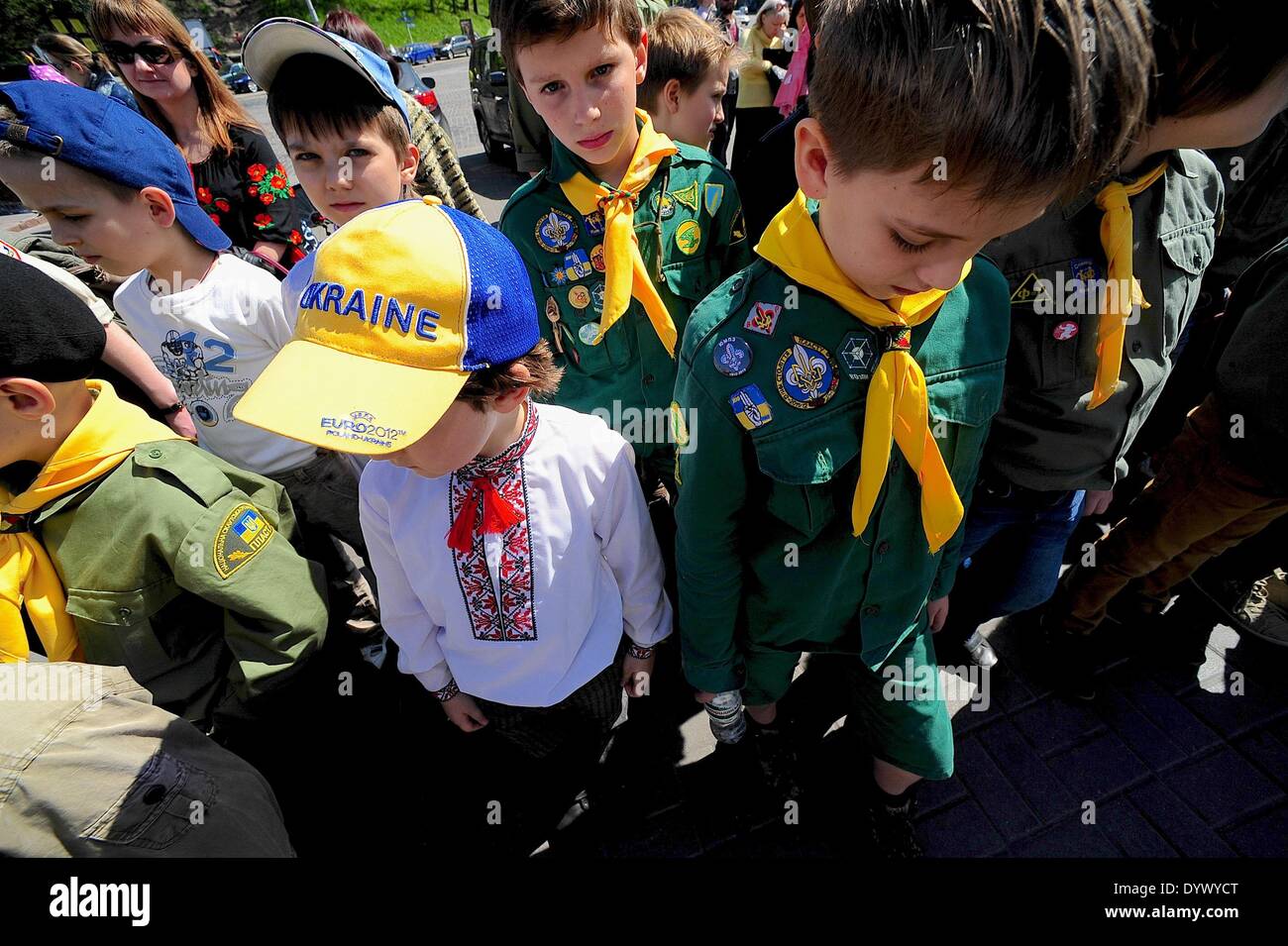 Kiev, Ukraine. 26th Apr, 2014. Hundreds of Ukrainian National Scouts ...