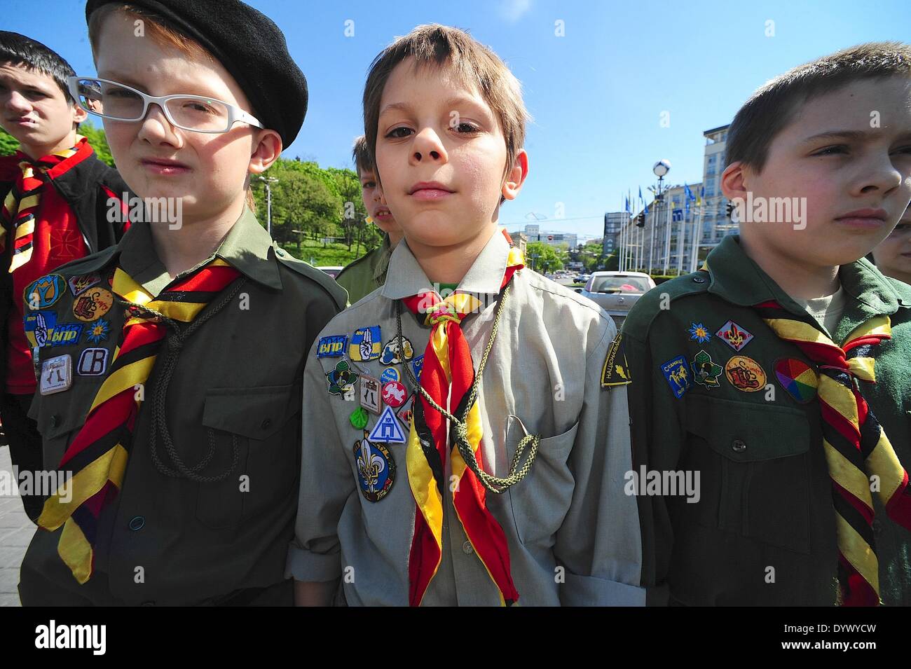 Kiev, Ukraine. 26th Apr, 2014. Hundreds of Ukrainian National Scouts ...