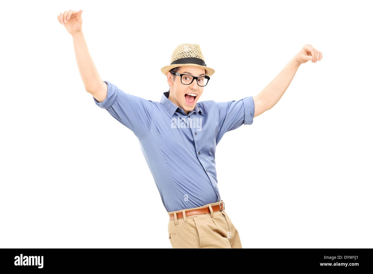 Excited man dancing Stock Photo - Alamy
