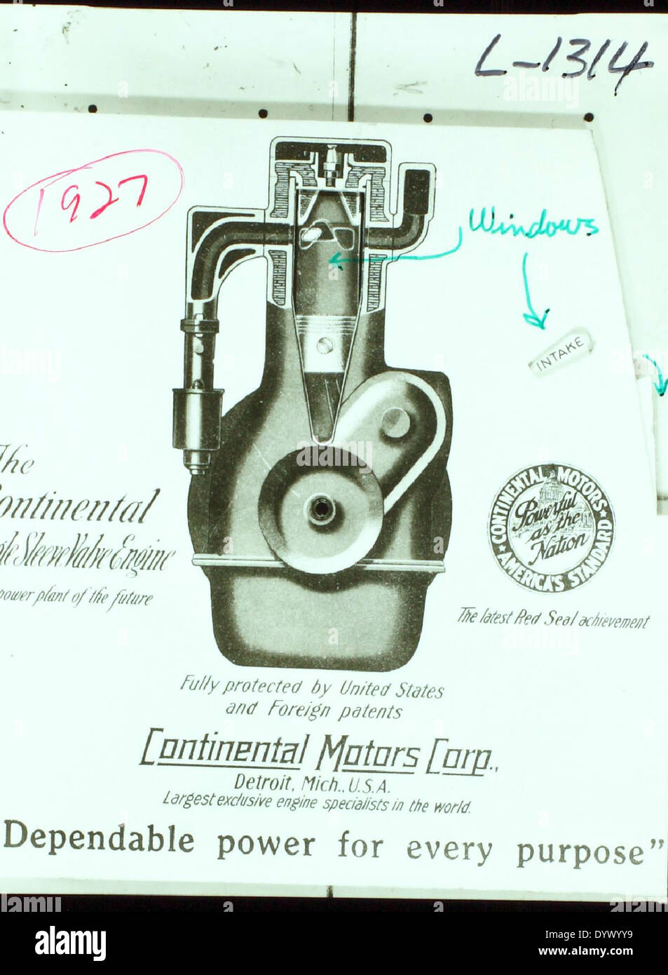 This photo showcases a Continental Motors engine, highlighting its use ...