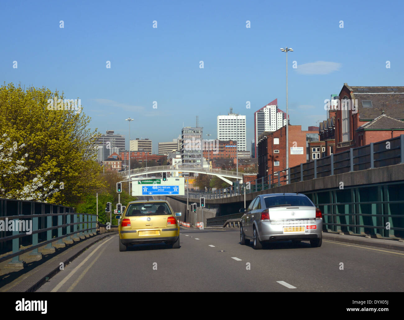 cars driving into the city of leeds yorkshire uk Stock Photo - Alamy
