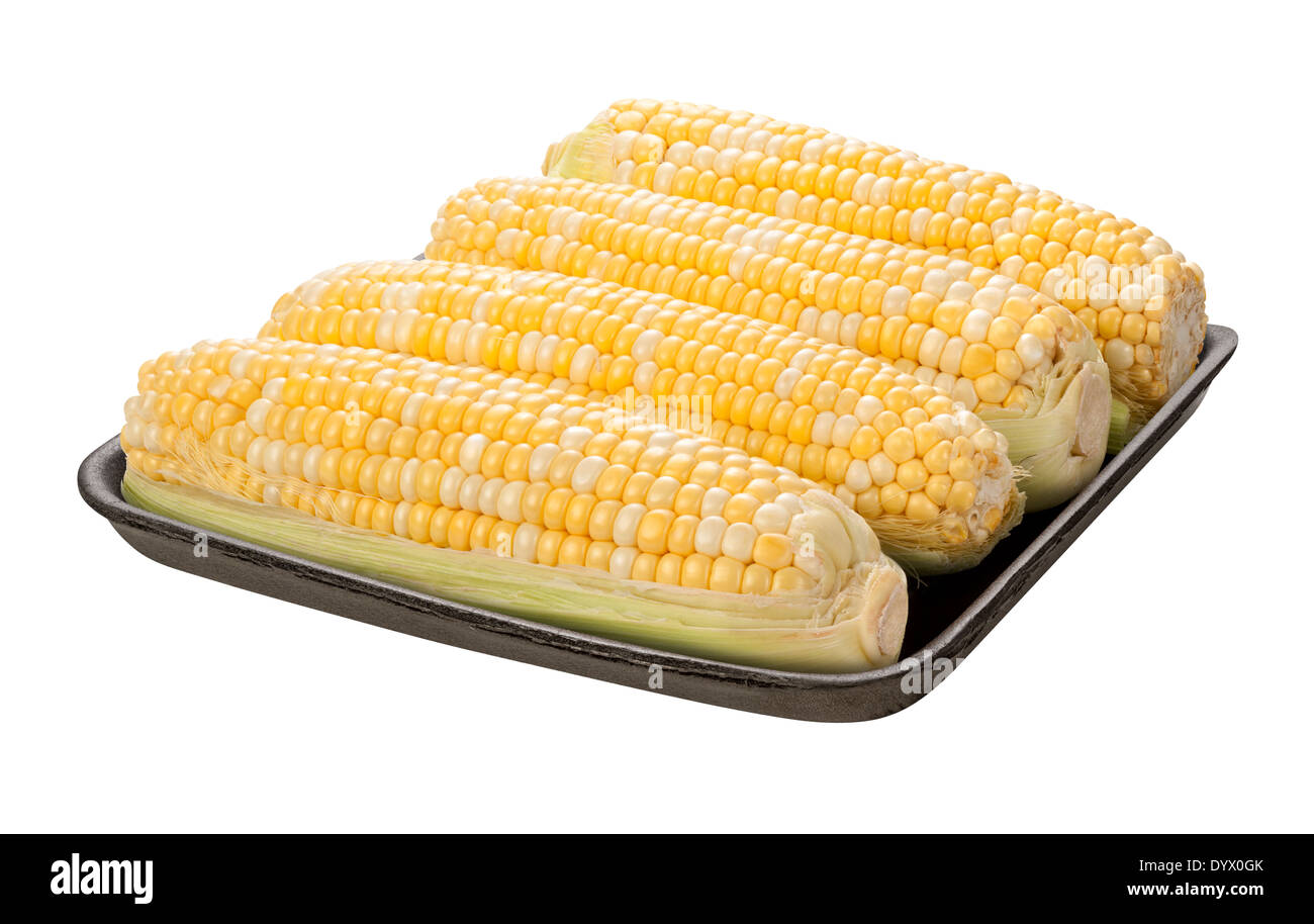 Sweetcorn Package isolated on a white background Stock Photo - Alamy