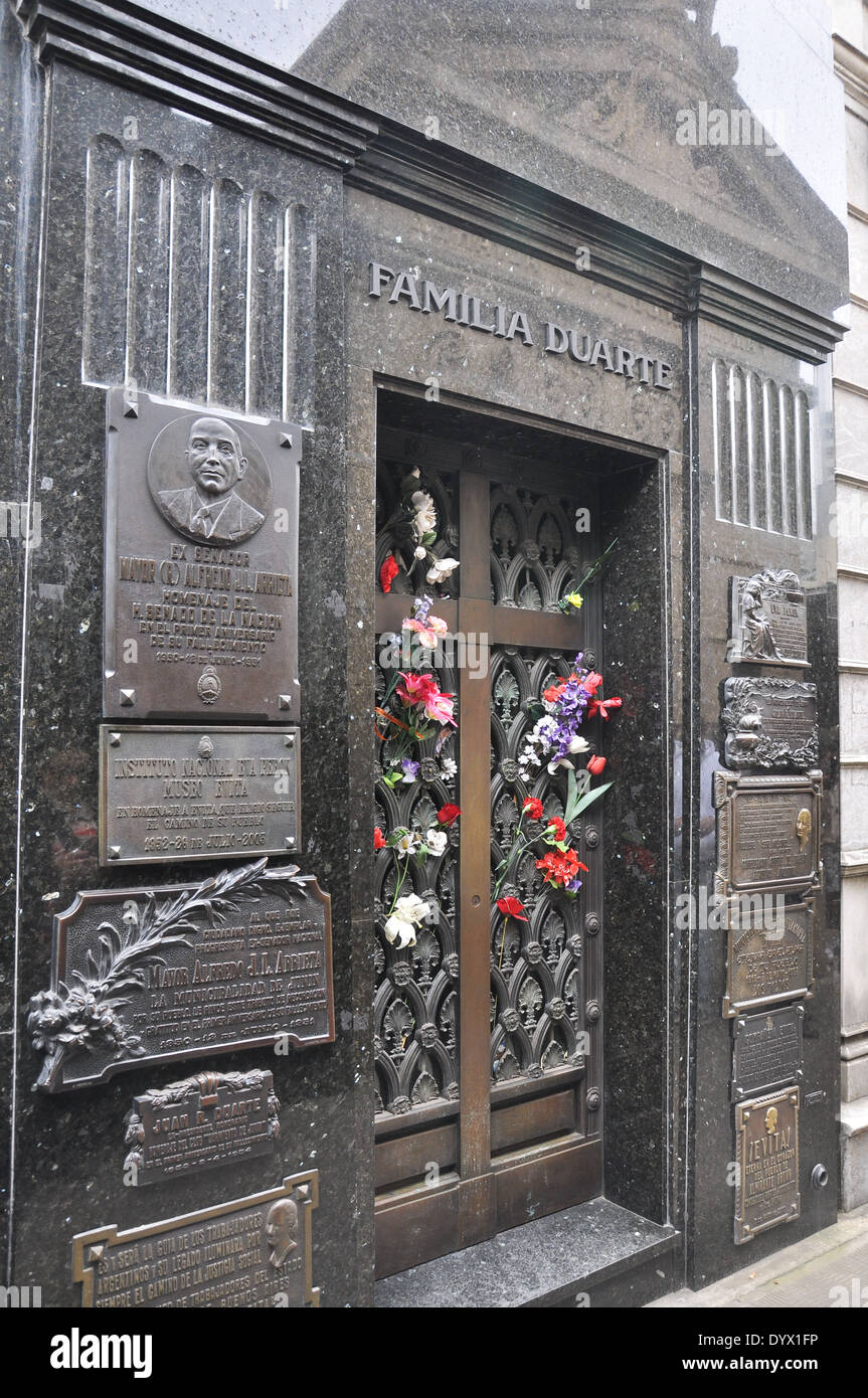 Tomb of the former first lady of Argentina Eva Peron (Evita), Recoleta ...