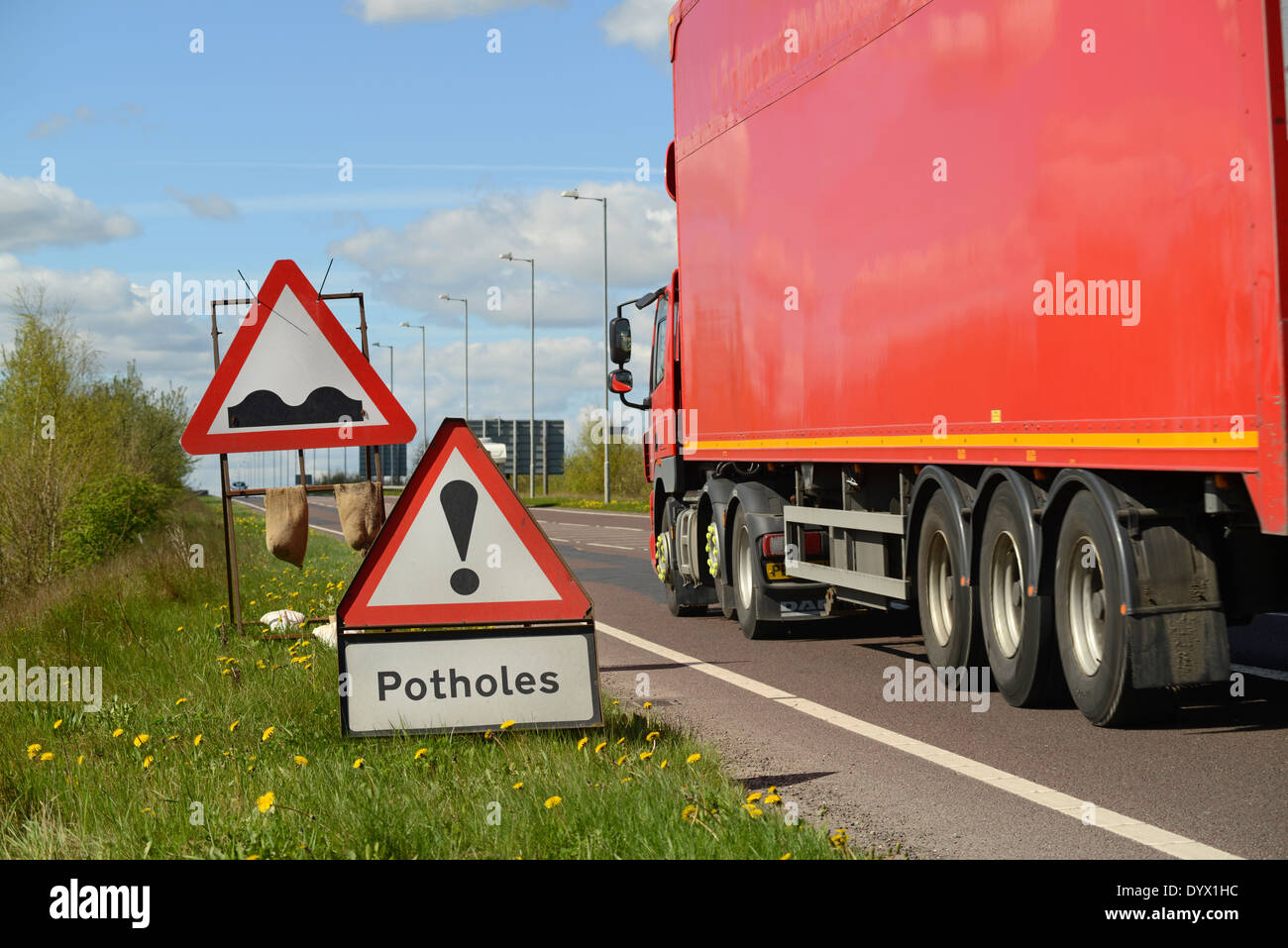 Uk lorry hazard sign hi-res stock photography and images - Alamy