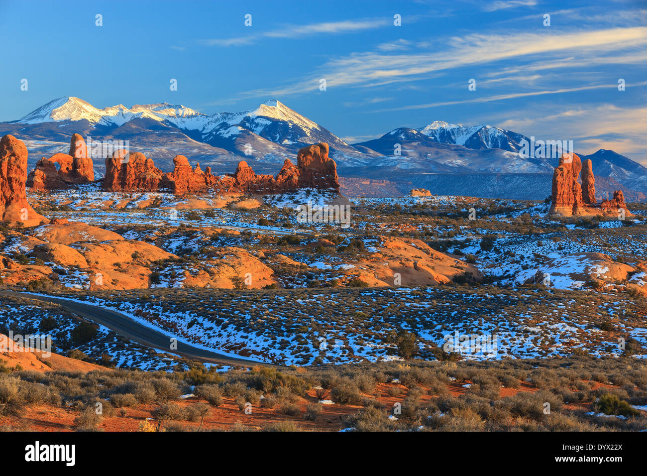 Winter scenery in Arches National Park, near Moab, Utah - USA Stock ...