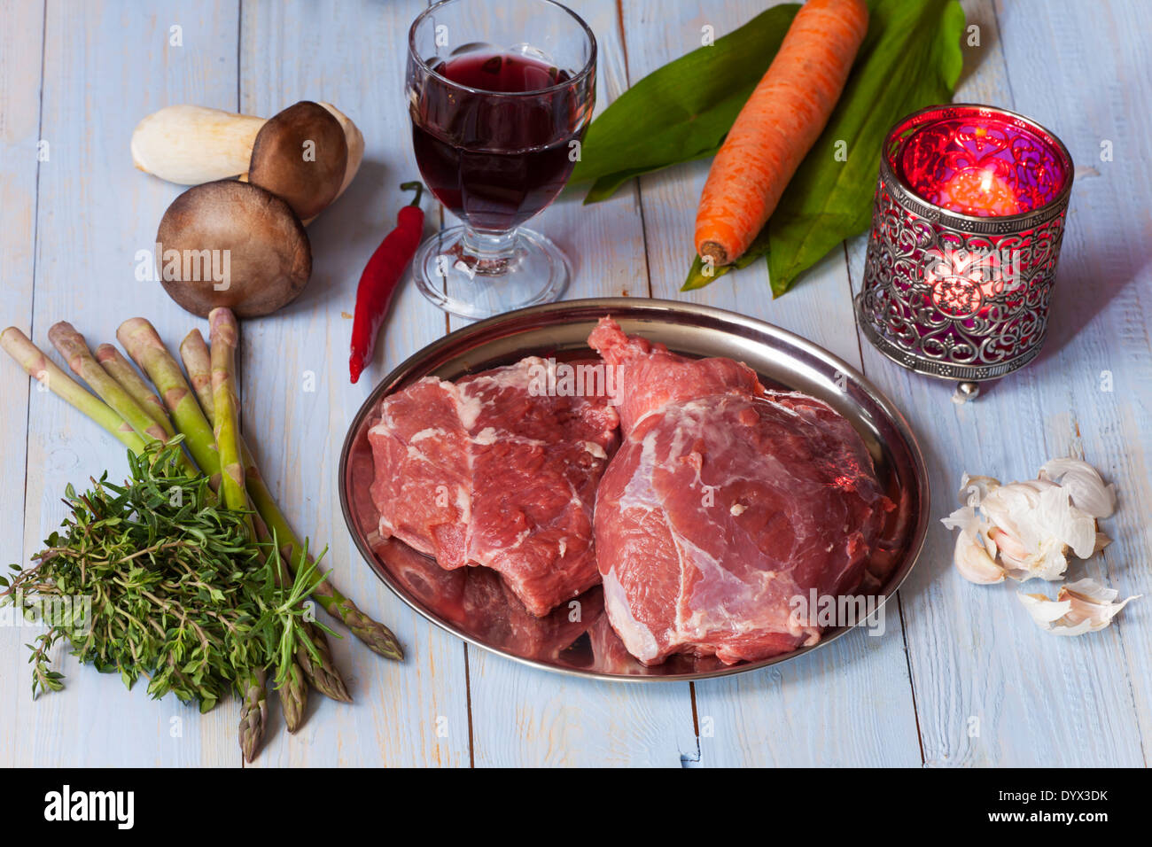 Raw lamb meat and vegetables hi-res stock photography and images - Alamy