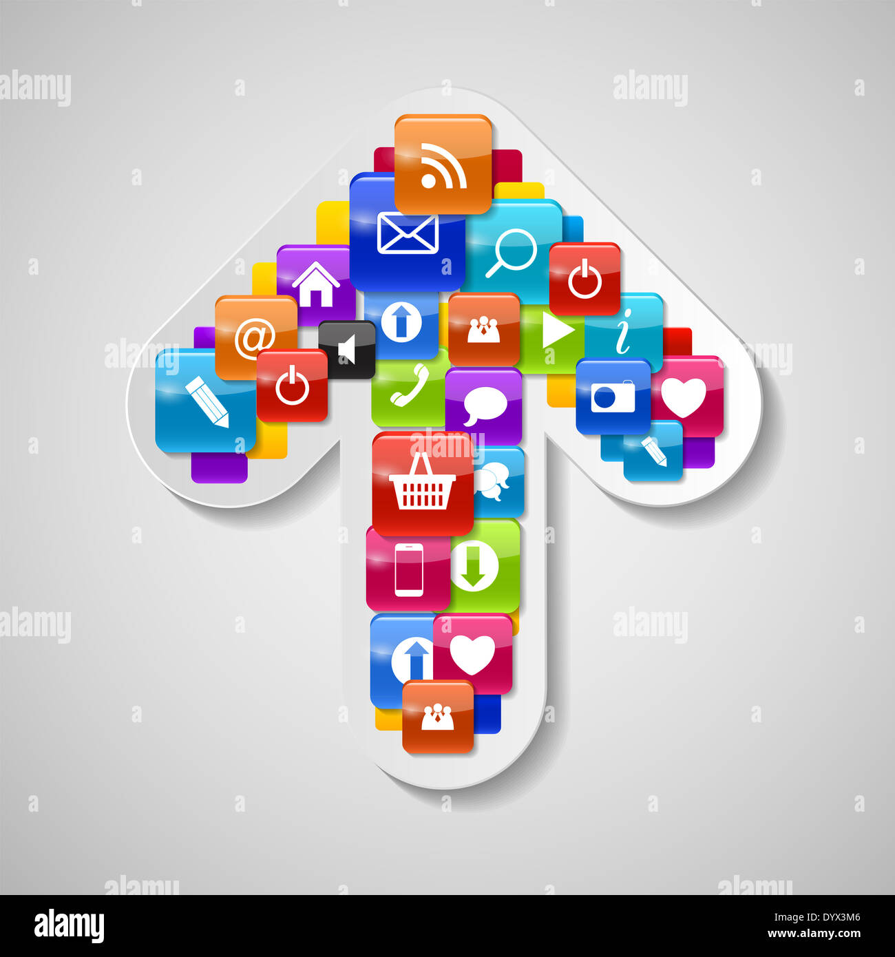 Glass Button Icon Set in Arrow Shape . Vector Illustration Stock Photo ...