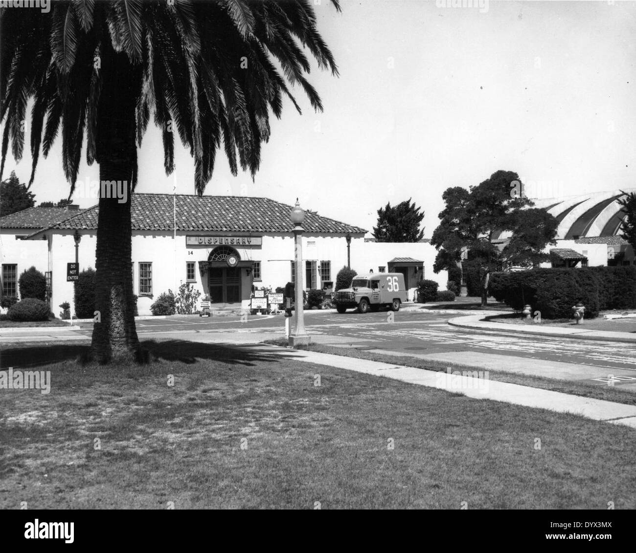This image shows NAS NI Building 14, a dispensary building. The Naval ...
