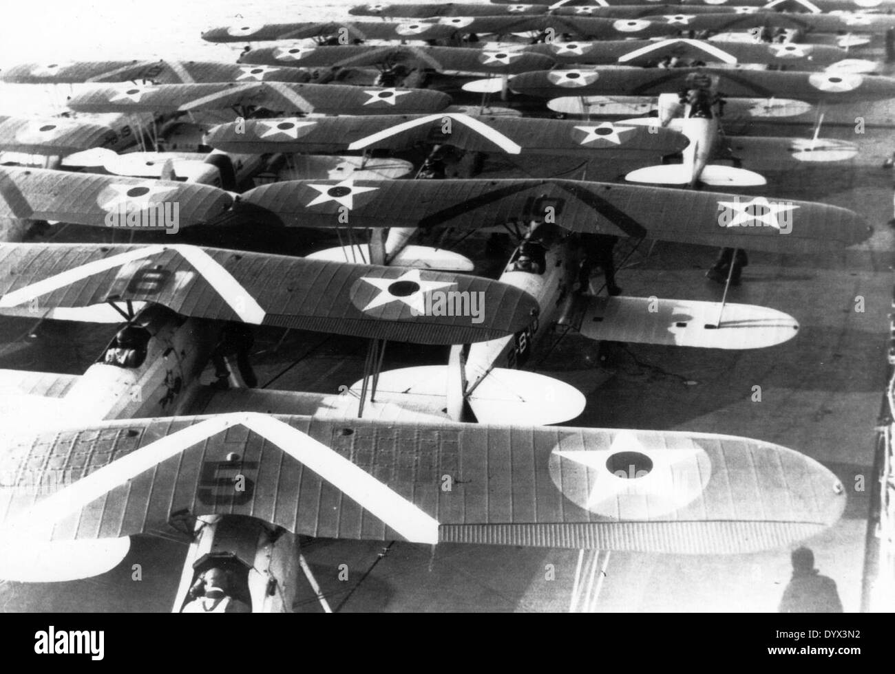 This image shows a Boeing F3B-1 aircraft aboard the USS Saratoga, a U.S ...