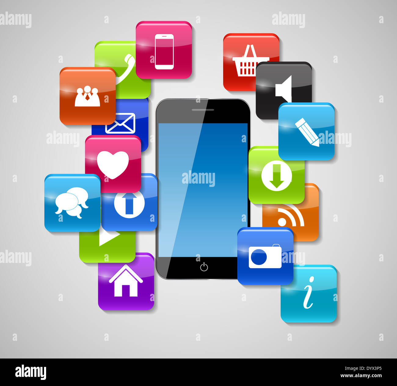 Glass Button Icons and Phone . Vector Illustration Stock Photo - Alamy
