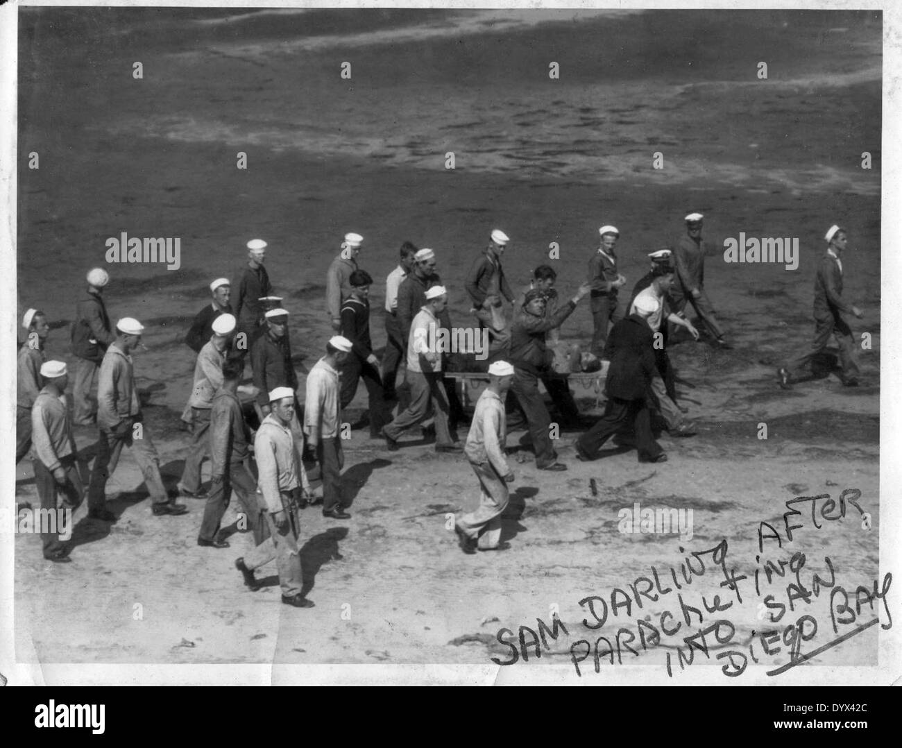 This image shows Sam Darling after he parachuted into San Diego Bay ...