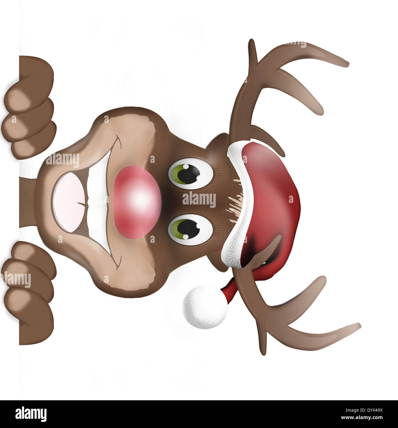 Rudolph with Christmas Hat and Happy Smile Stock Photo - Alamy