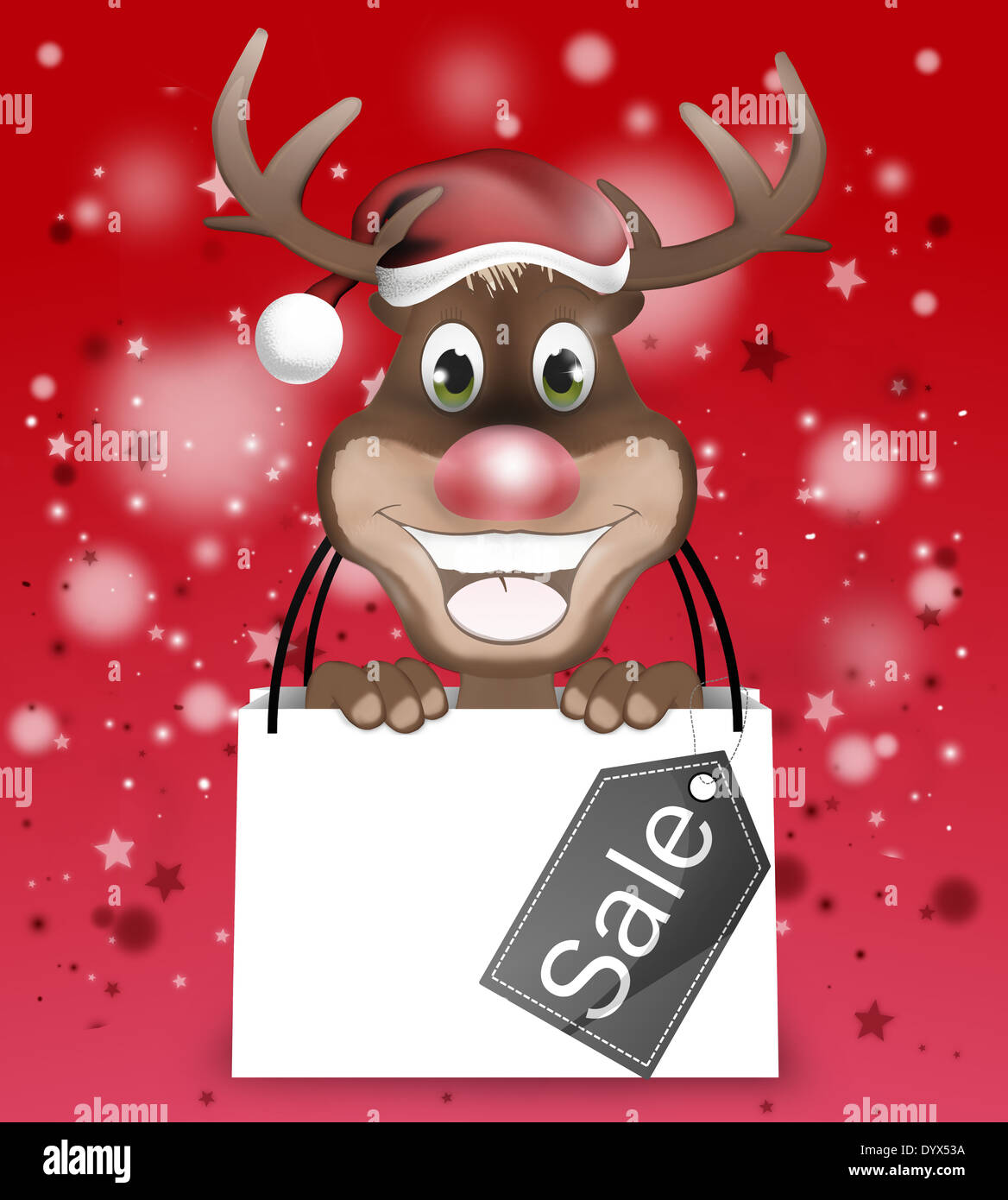 Rudolph with Christmas Hat and Happy Smile Stock Photo - Alamy