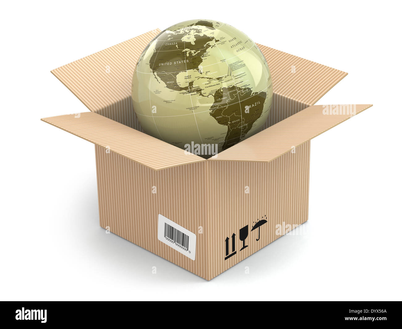 Earth in cardboard box on white isolated background. 3d Stock Photo - Alamy
