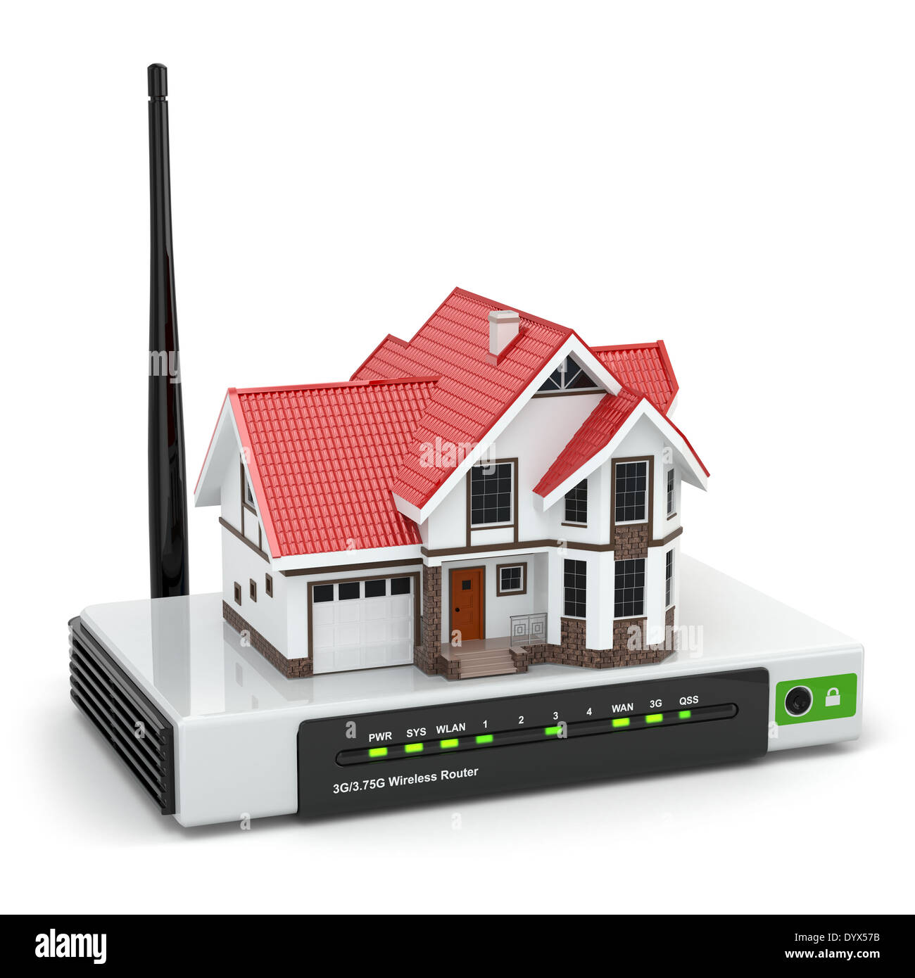 Home wireless network. House on wi-fi router. 3d Stock Photo - Alamy
