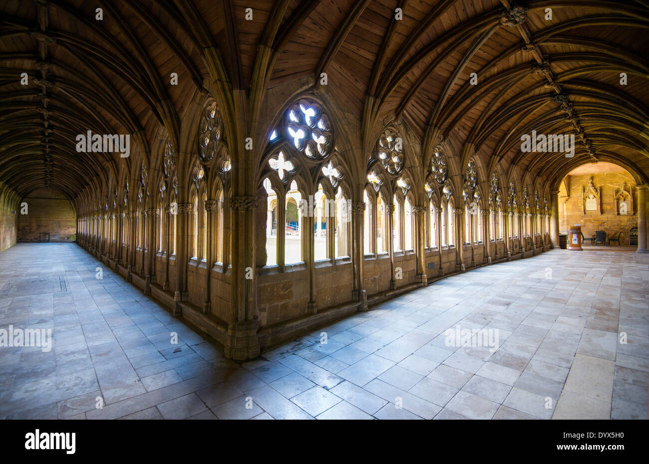 Cloister in the interior of Lincoln Cathedral, Lincolnshire England UK ...
