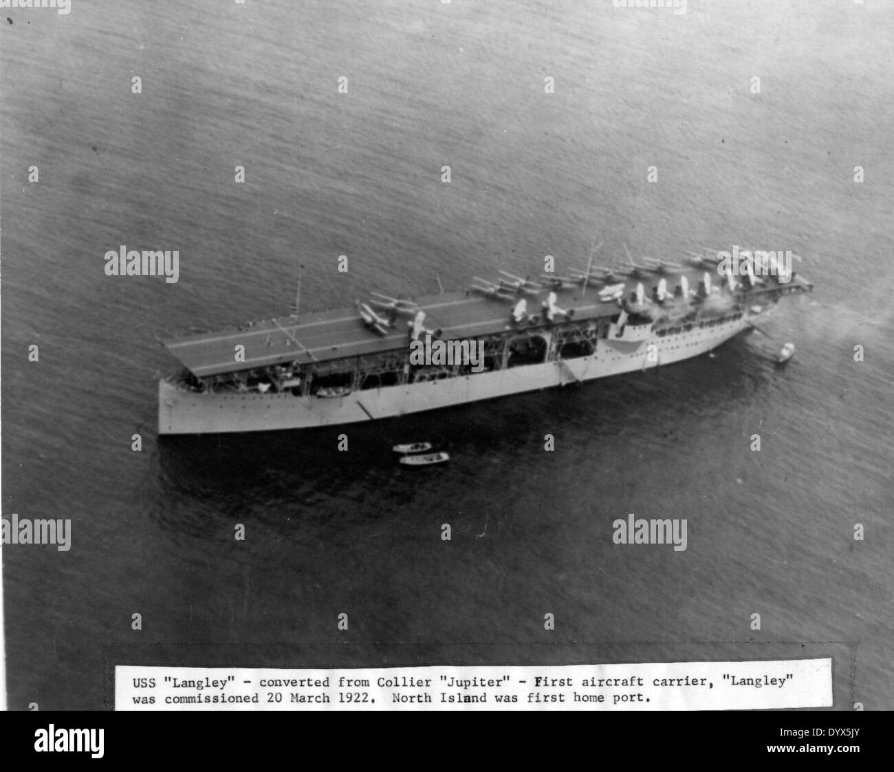 The USS Langley (CV-1), the first aircraft carrier of the U.S. Navy ...