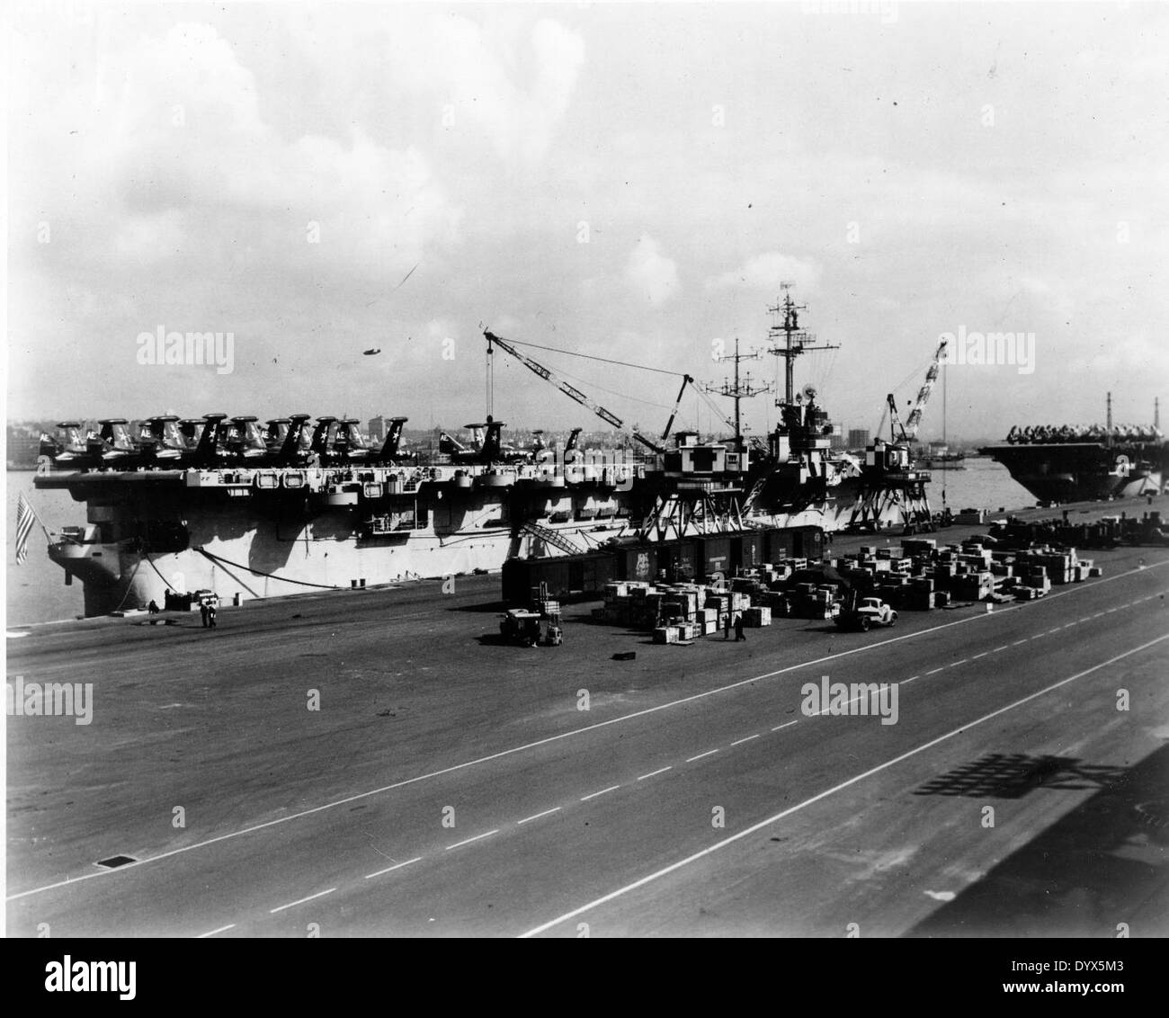 The USS Bataan (CVL-29), an aircraft carrier, offloaded at Naval Air ...