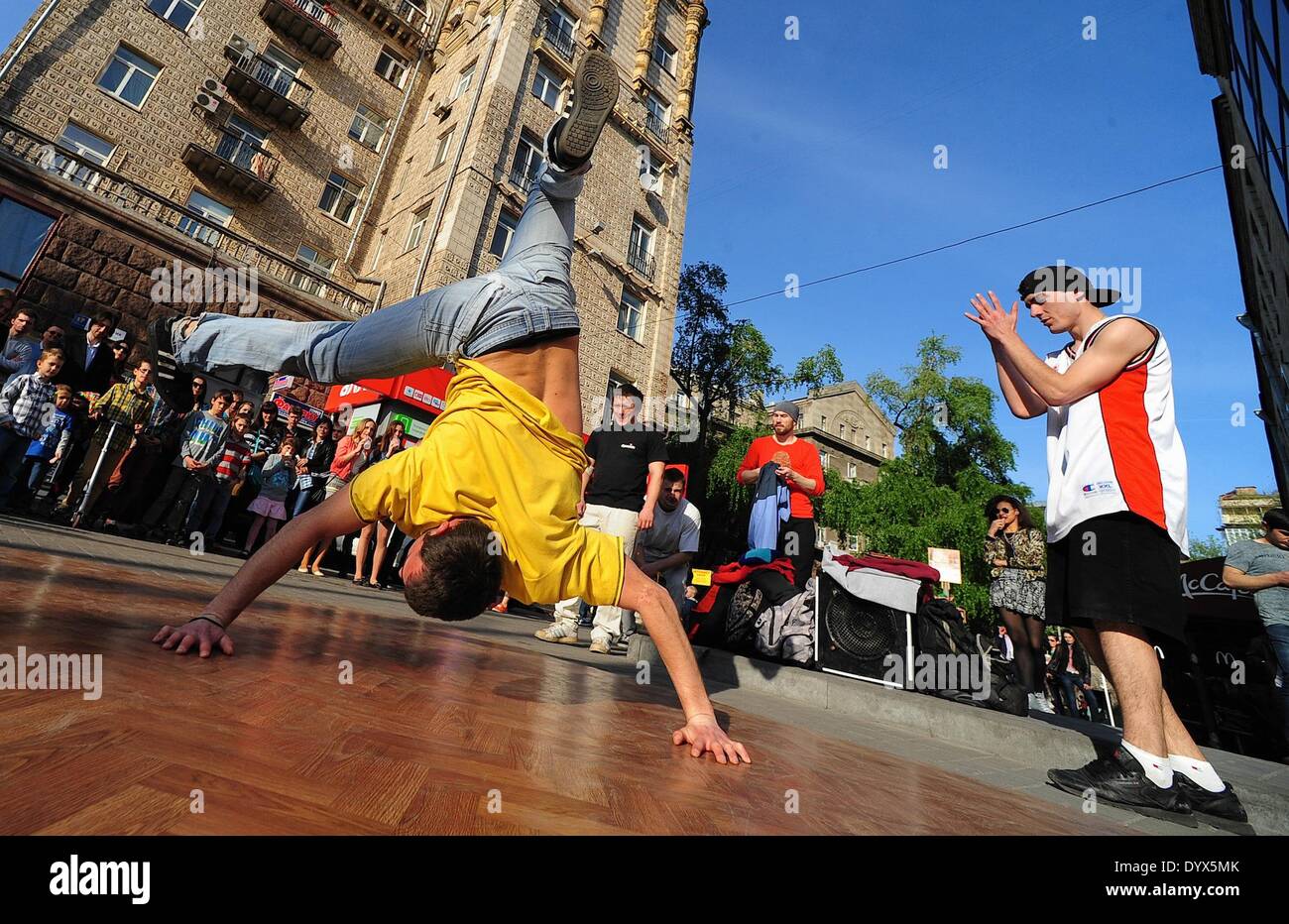 Kiev, Ukraine. 26th Apr, 2014. The breakdancing group Gangsta Boyz ...