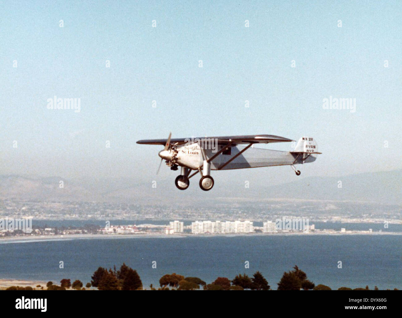 The Spirit of St. Louis, piloted by Charles Lindbergh, made the first ...