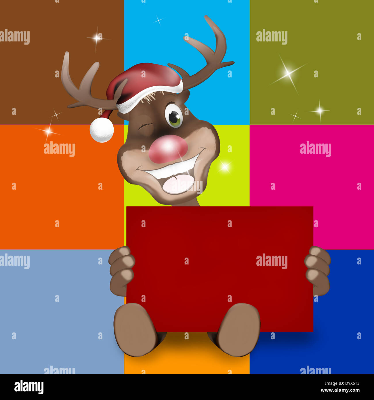 Reindeer holding merry christmas sign hi-res stock photography and ...