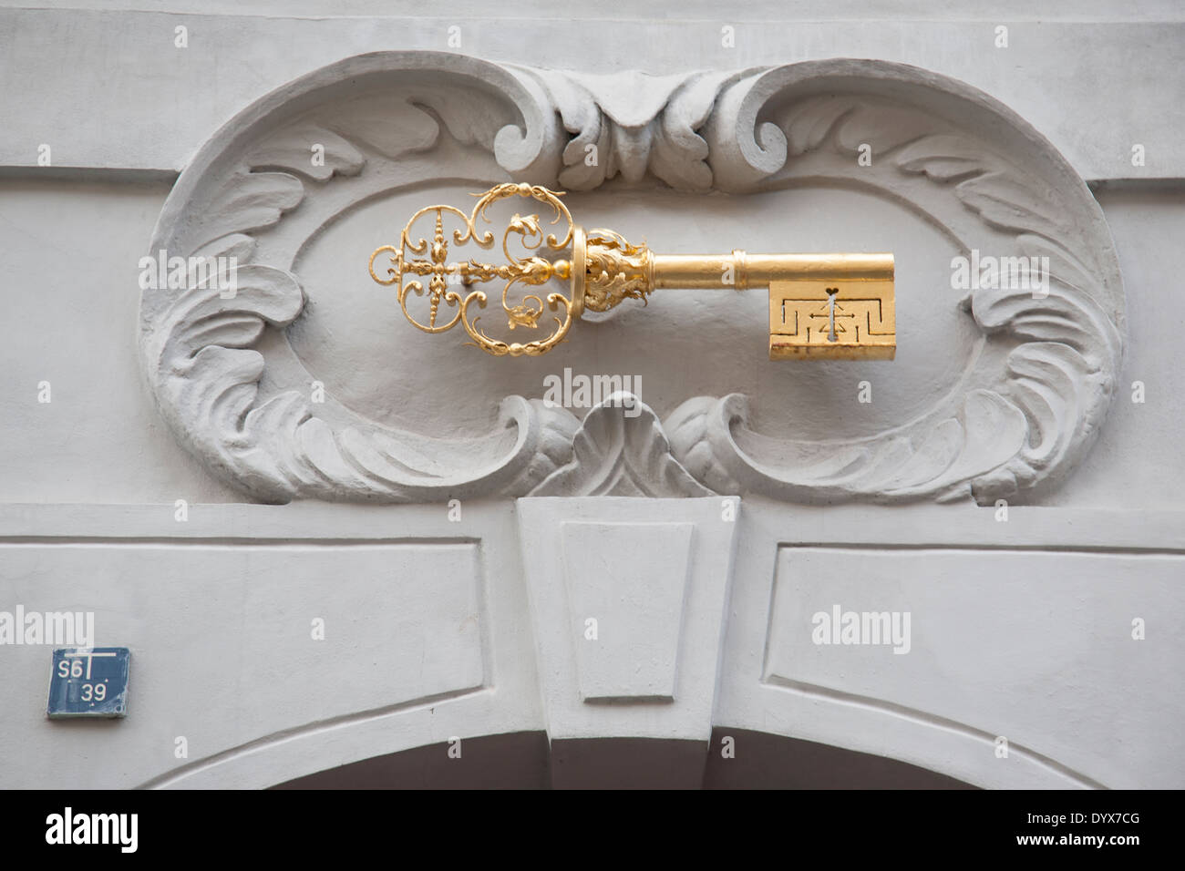 Gold Key Sculpture, Building Entrance, Nerudova Street, Mala Strana ...
