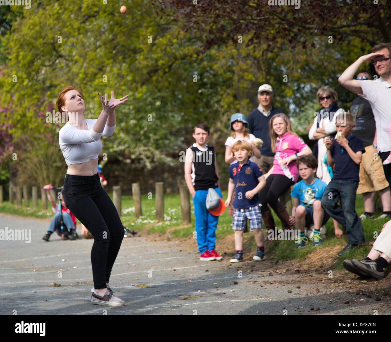 Egg throwing contest during race hi-res stock photography and images ...