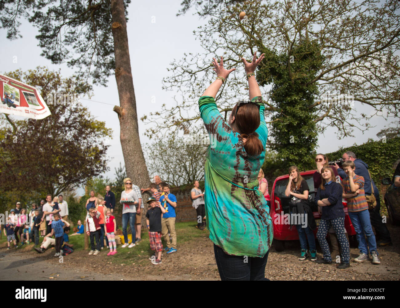 Egg throwing contest during The Race of the Bogmen, Great Finborough ...