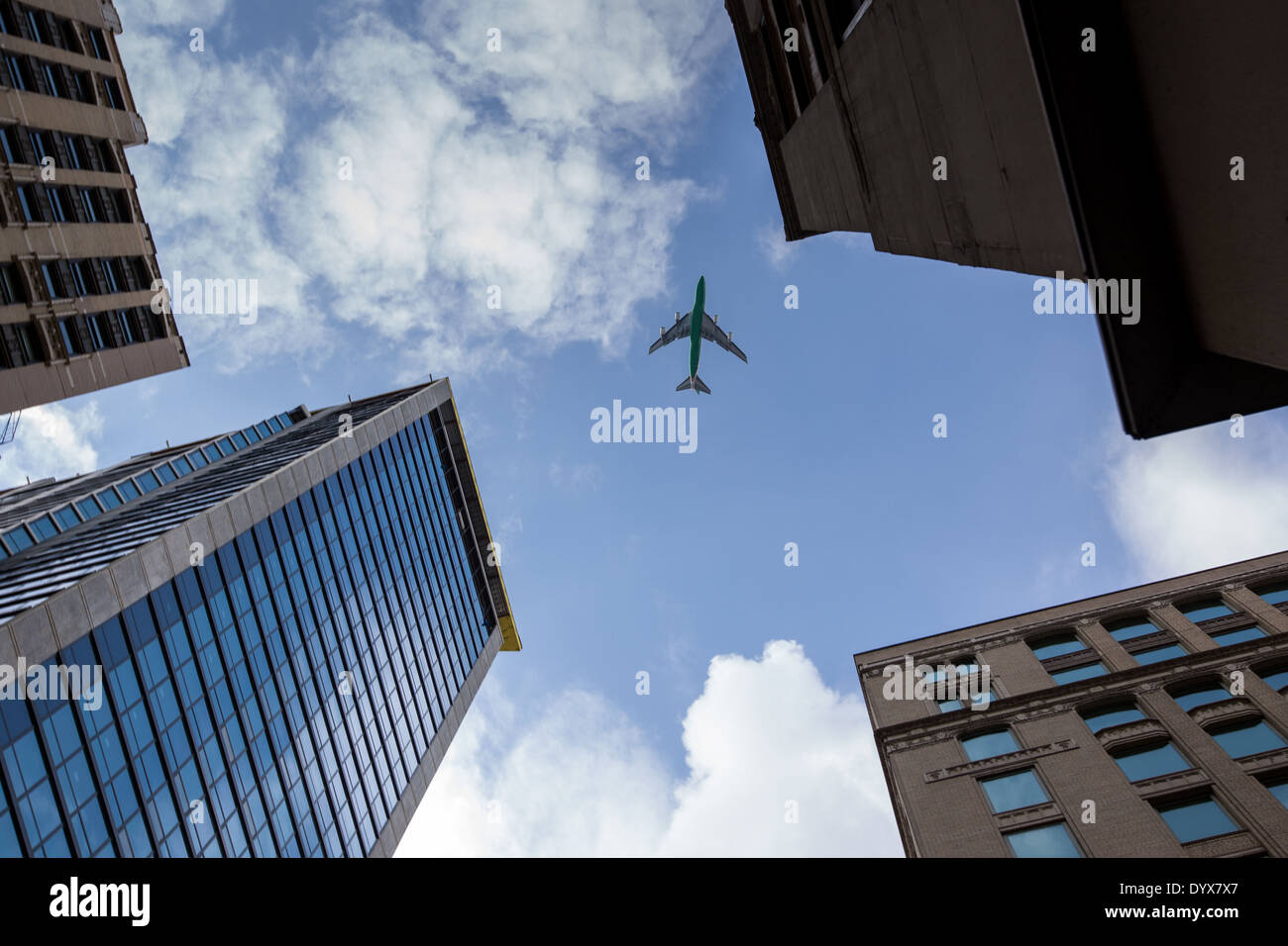 Chicago downtown overhead jet hi-res stock photography and images - Alamy