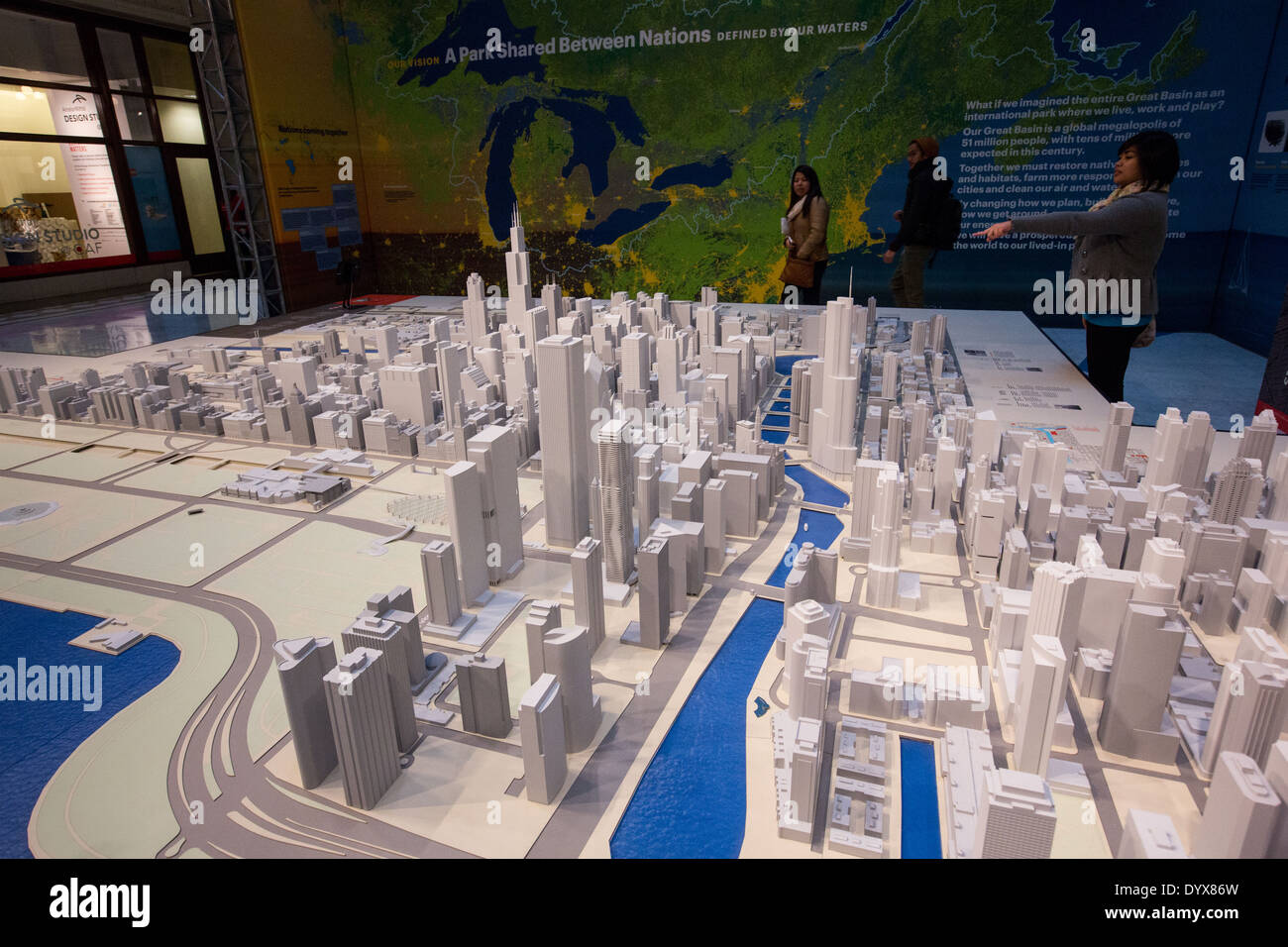 Model of the skyline of Chicago in the atrium of the Santa Fe Building ...