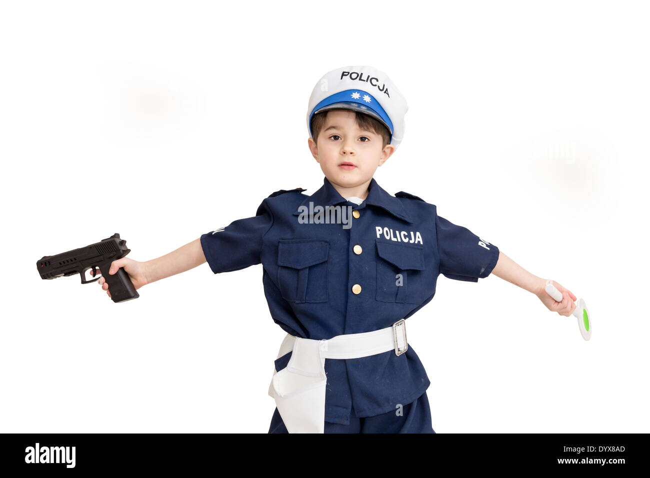 Boy age 6 boy pretending to be a police officer Stock Photo - Alamy