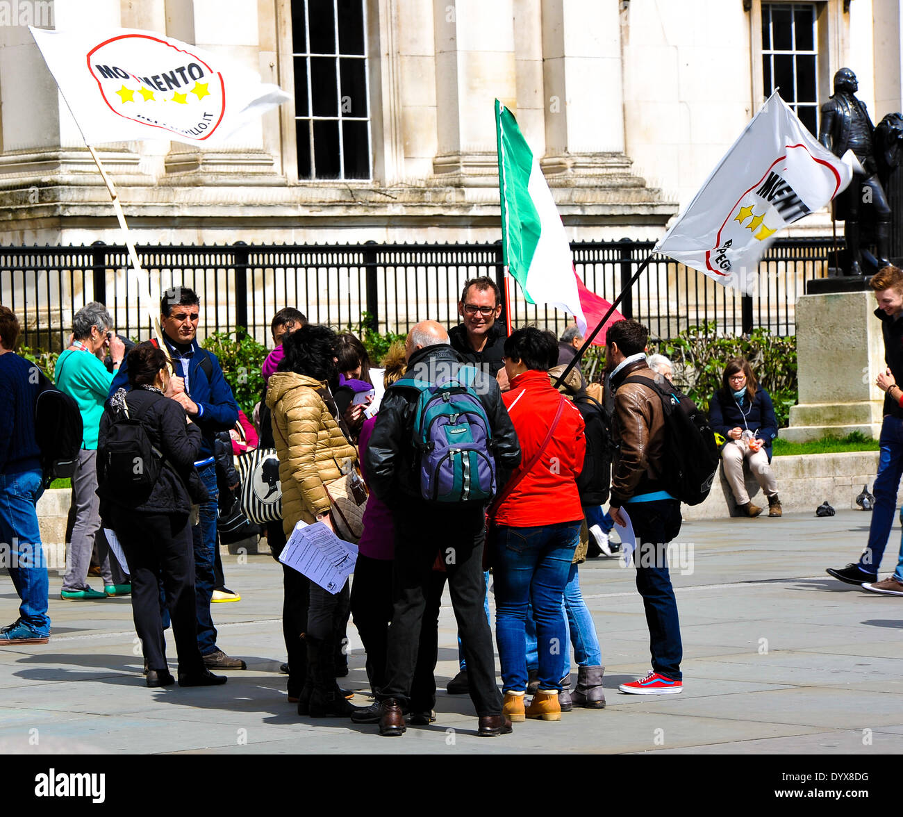 London, UK. 26th Apr, 2014. Members from the Italian political party ...