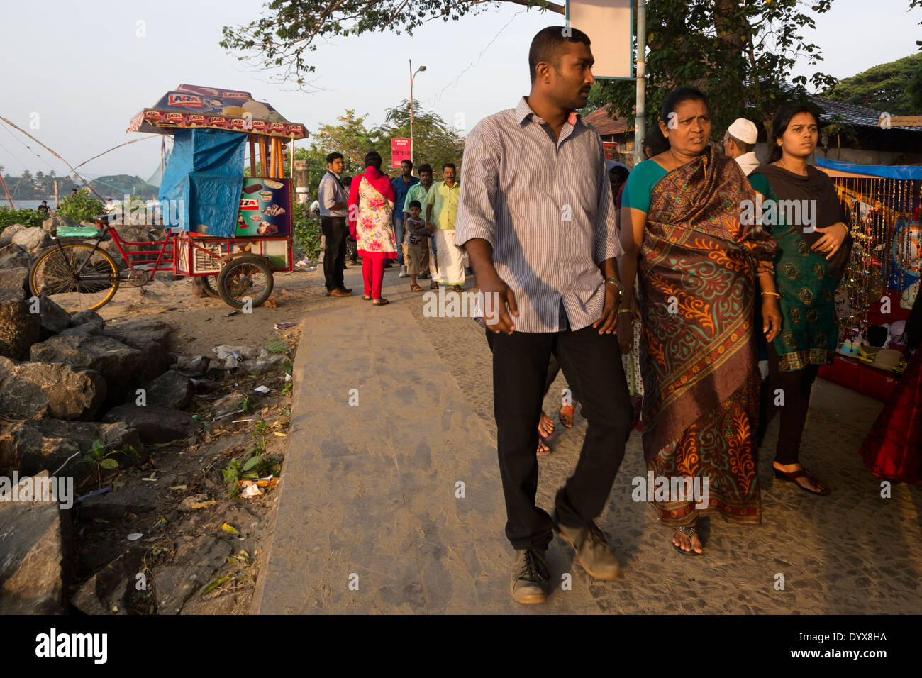 People promenading on the coast of Fort Kochi, Kerala, India Stock ...