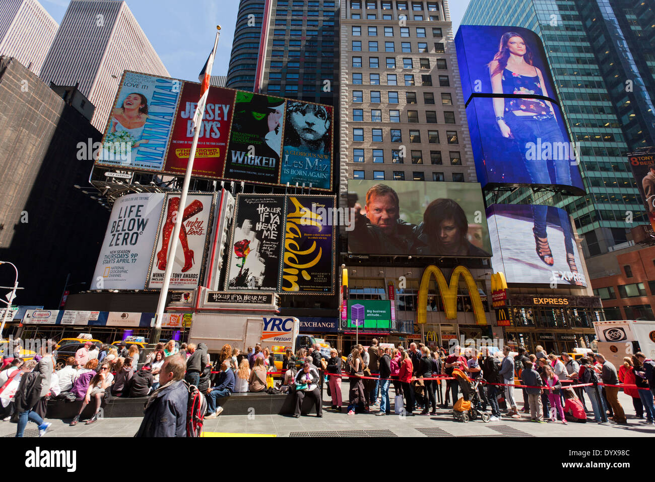 Crowds in line, Times Square, Manhattan, New York City, New York Stock ...