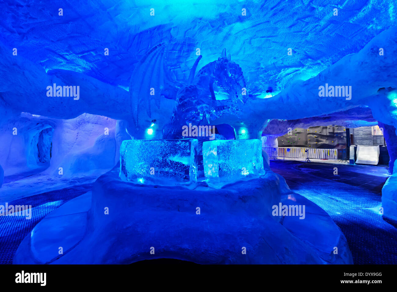 Ice sculpture in the indoor Ski Dubai resort in the Mall of Emirates ...