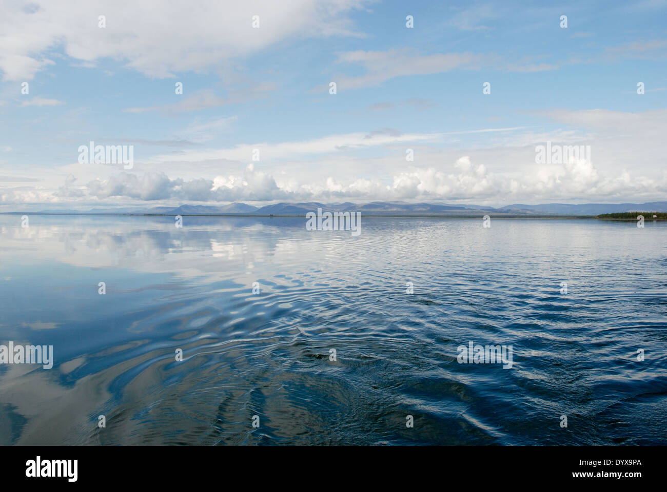 The Western part of the lake Lama. The view from the catamaran in the ...