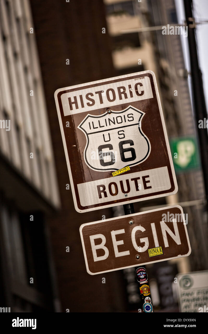 Begin route 66 chicago hi-res stock photography and images - Alamy
