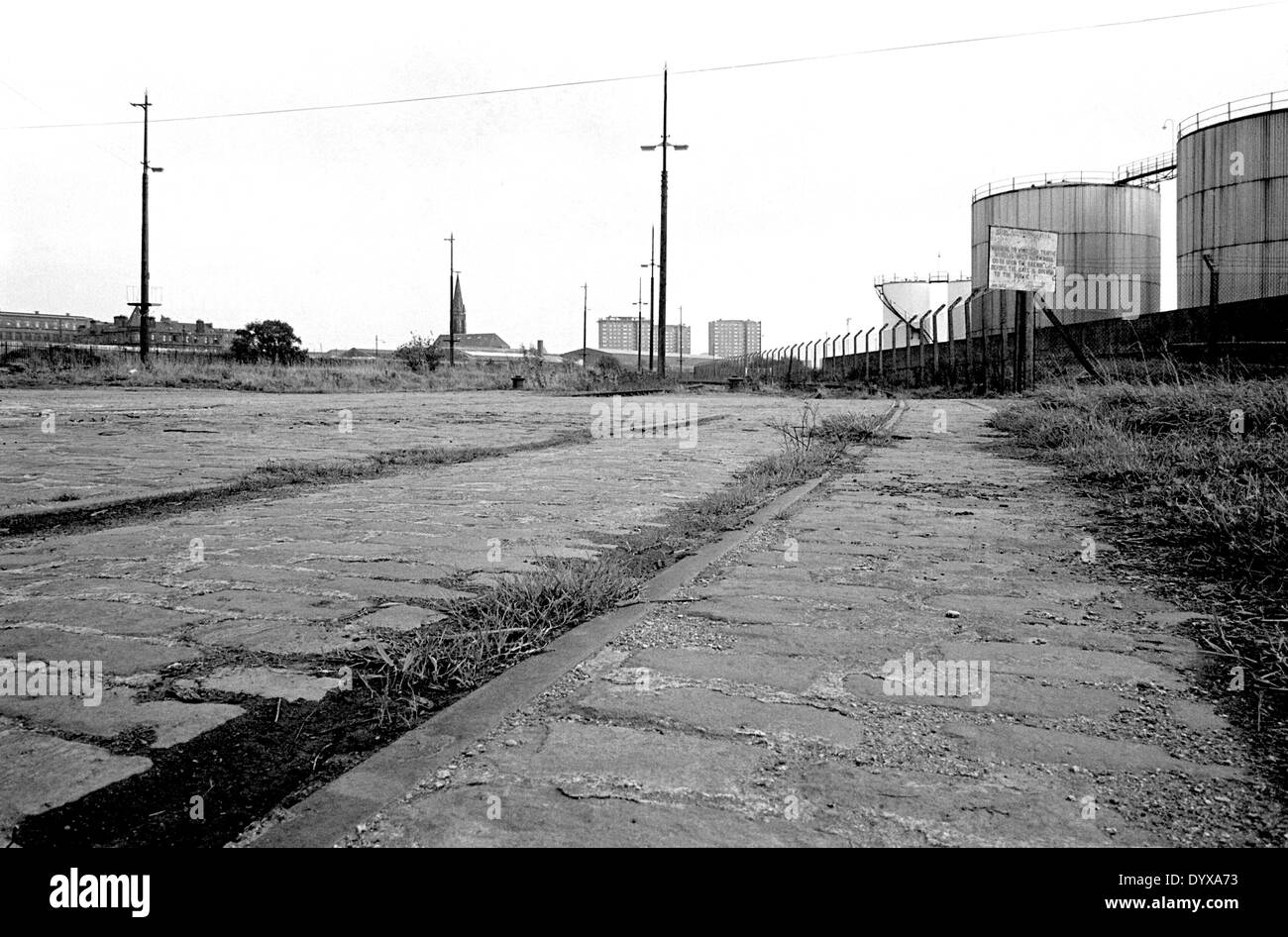 Overgrown train tracks at the goods yard at the Rothesay Dock Stock ...