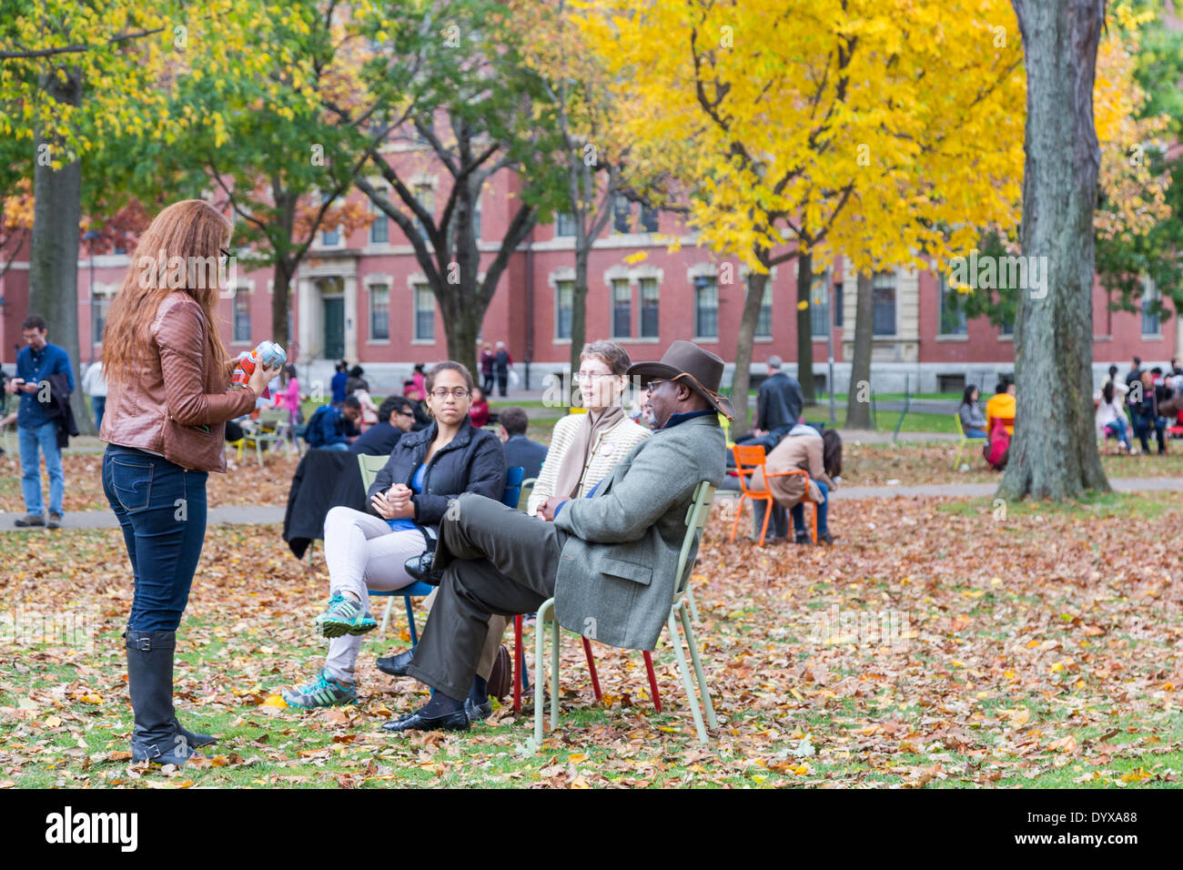 Harvard Yard, old heart of Harvard University campus, on a beautiful ...
