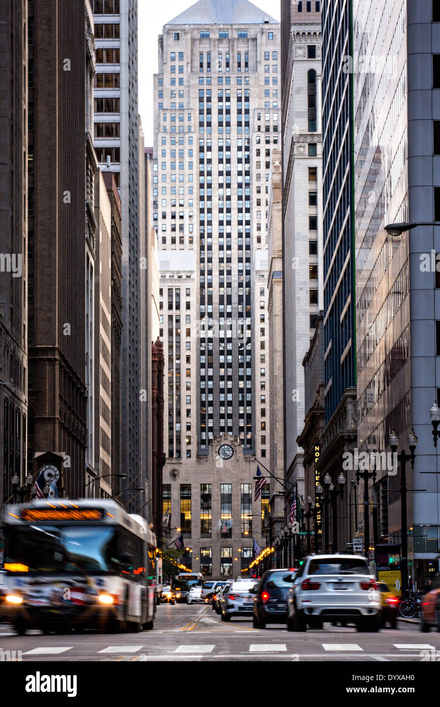 Chicago Board of Trade building from Lasalle Street canyon Chicago, IL ...