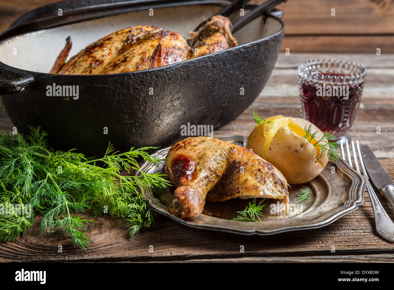 Rural meal chicken potato hi-res stock photography and images - Alamy