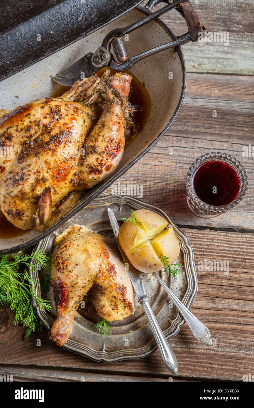 Rural meal chicken potato hi-res stock photography and images - Alamy
