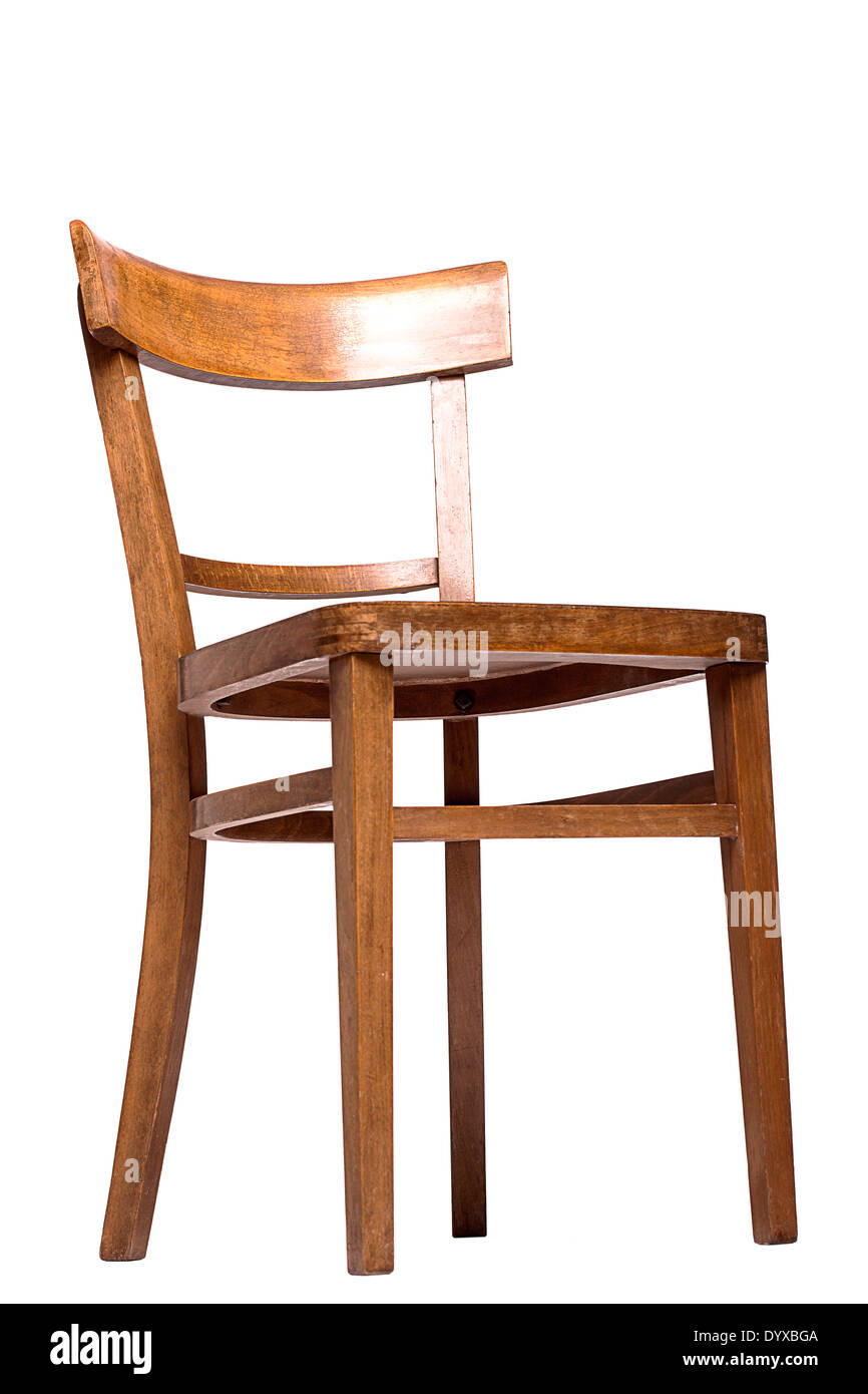 empty old fashioned wooden chair, isolated on white Stock Photo - Alamy