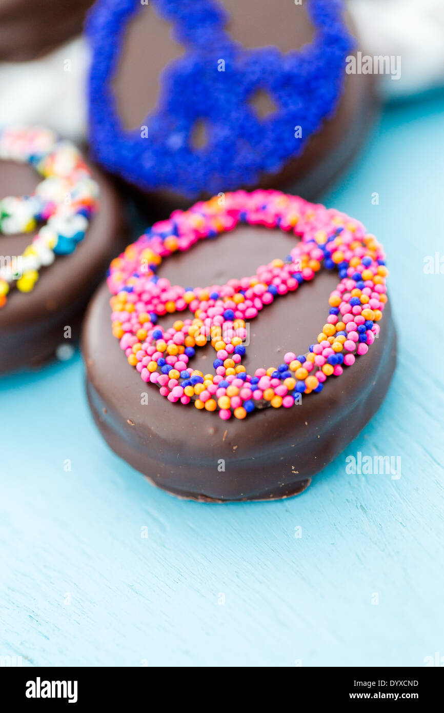 Gourmet Chocolate covered Oreos with colorful sprinkles on top Stock ...